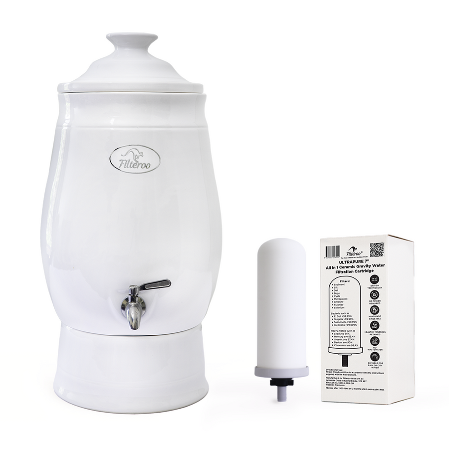 Filteroo® Joey 12L Stoneware Gravity Water Filter with Fluoride Removal